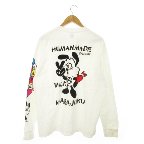 【中古】ヒューマンメイド HUMAN MADE × ヴェルディ VERDY “VICK” VICK T-SHIRT Tシャツ 長袖 XL 白 /MN16 ■GY12