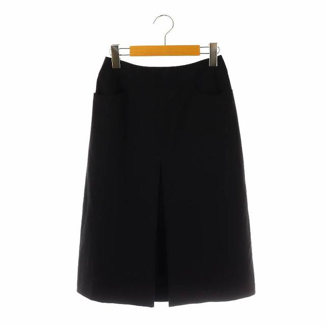 【中古】シャネル CHANEL ウール ココボタン 台形カート バックボタン 36 ネイビー /ES ■OS レディース