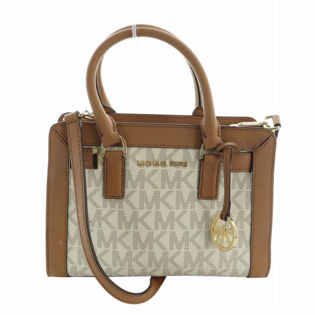 【中古】マイケルコース MICHAEL KORS トートバッグ ショルダー 2WAY ハンド PVC MKロゴ 総柄 茶 ブラウン ■GY18 /MQ