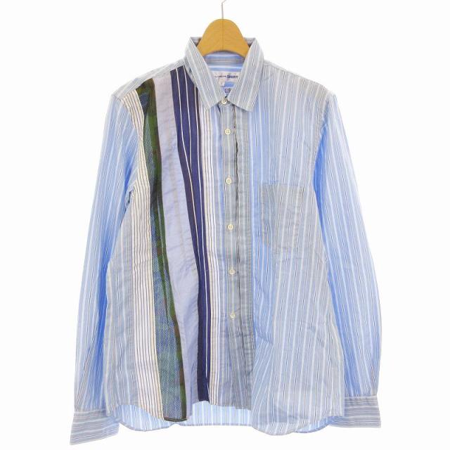 【中古】コムデギャルソンシャツ COMME des GARCONS SHIRT シャツ ストライプ 切替 S 水色 S10113 /EE ■GY19 ■MT
