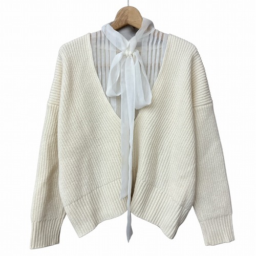 【中古】サカイ sacai 20AW ボウタイ ドッキング ニット セーター クリーム オフホワイト 2 M位 20-05278 ■GY41