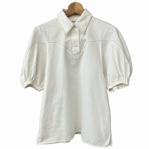 【中古】クロエ CHLOE 24SS ボリュームスリーブ プルオーバー ブラウス 半袖 白 36 CHC24SHT0704810736 ■GY21