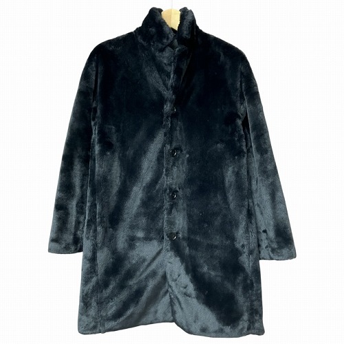 【中古】アスペジ ASPESI フェイクファー リバーシブル コート 黒 ブラック S ■GY41 メンズ