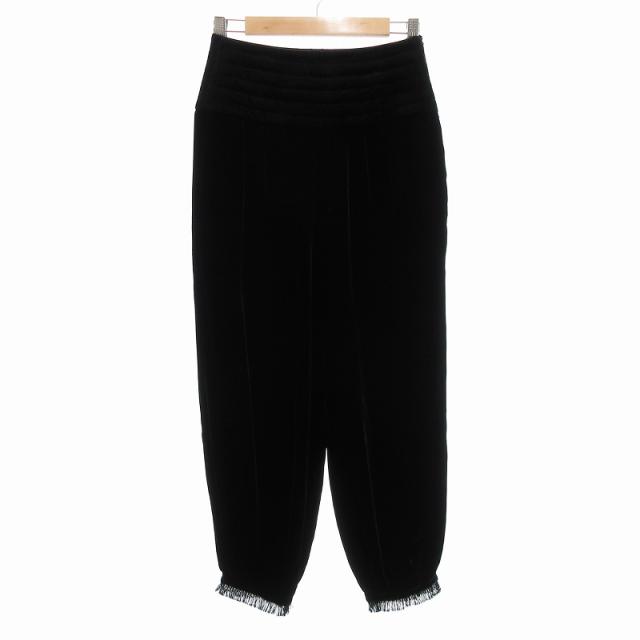 【中古】ジョルジオアルマーニ GIORGIO ARMANI バルーンパンツ シルク混 ベロア フリンジ 36 黒 ブラック /UO
