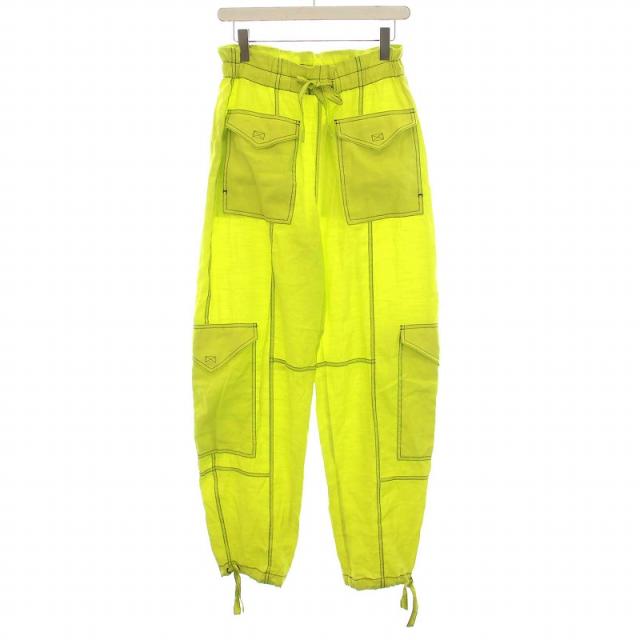 【中古】ガニー GANNI 23SS Light Slub High Waist Pocket Pants パンツ ハイウエスト 36 S イエロー /YM ■GY30