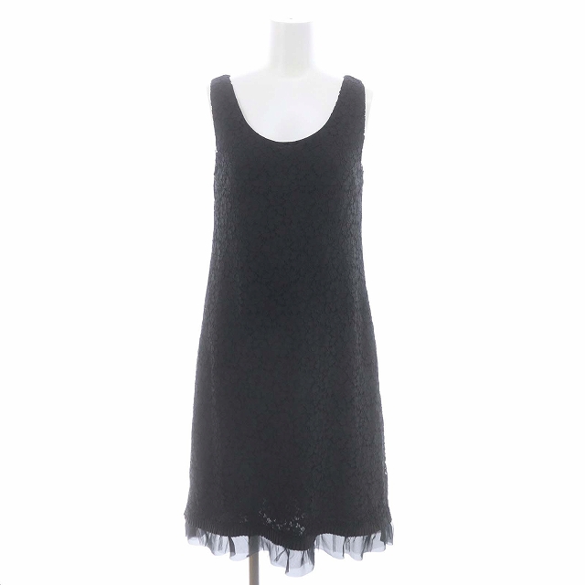 【中古】フォクシー ブティック FOXEY BOUTIQUE ニット レースワンピース レイヤード 膝丈 38 黒 39302 /MI ■OS 中古】フォクシー ブティック FOXEY BOUTIQUE ニット レースワンピース