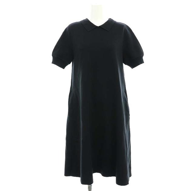 【中古】フォクシーニューヨーク FOXEY NEW YORK WESTEND ポロニットワンピース ロング ミモレ 38 黒 43026 /DO ■OS