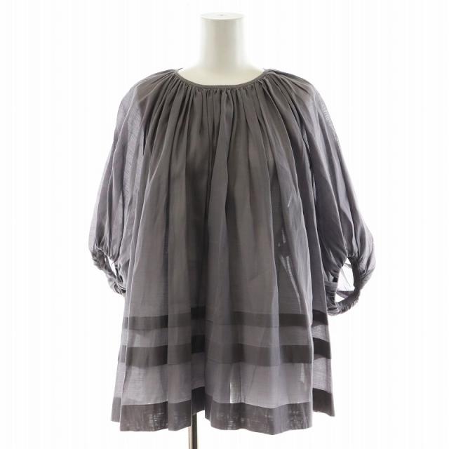 【中古】ドゥロワー Drawer ギャザータックブラウス シャツ 7分袖 36 S グレー 6521-299-0737 /AN29 レディース