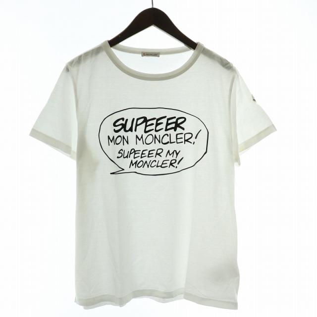 【中古】モンクレール MONCLER Tシャツ カットソー 半袖 クルーネック ロゴ プリント S 白 ホワイト /BB メンズ