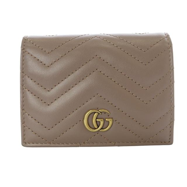 【中古】グッチ GUCCI ダブルG ミニウォレット GGマーモント ピンクべージュ 466492 /SR12 ■OH