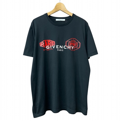 【中古】ジバンシィ GIVENCHY RARE SPRIT Tシャツ レアスピリット 黒 赤 ブラック レッド M BM70TY3002 ☆AA★ メンズ
