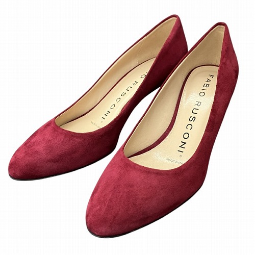 【中古】未使用品 ファビオルスコーニ FABIO RUSCONI スウェード パンプス ワインレッド バーガンディー 37 23.5cm位