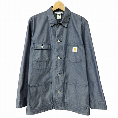 【中古】カーハート carhartt シャンブレーデニム カバーオール ジャケット 紺 ネイビー L メンズ