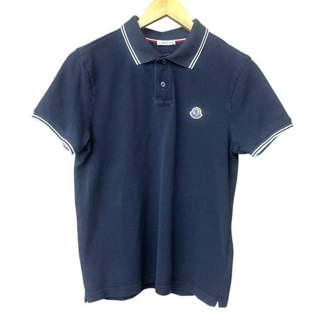 【中古】モンクレール MAGLIA POLO MANICA CORTA ポロシャツ 鹿の子 カットソー F10918A7060084556 S 紺 ☆AA★