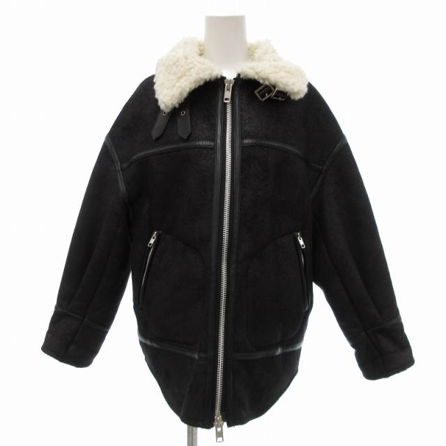 【中古】フレイアイディー FRAY I.D B-3 ムートンフライトジャケット ブルゾン ボマー フェイクレザー ボア O 黒