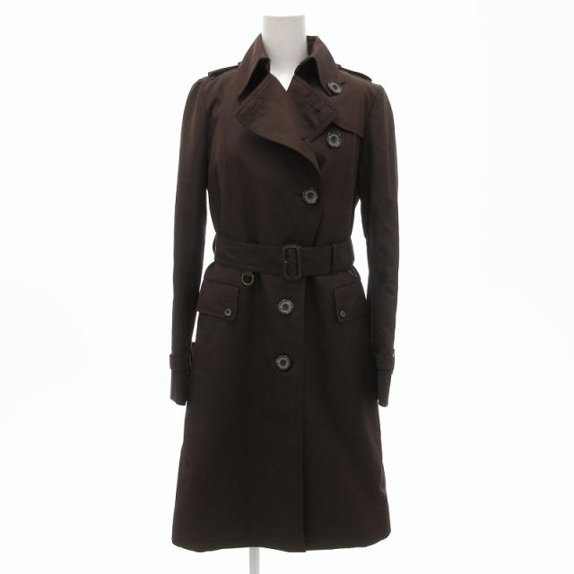 【中古】アクアスキュータム AQUASCUTUM トレンチコート シングル ベルト ライナー ミドル丈 7F 茶 ブラウン /JS
