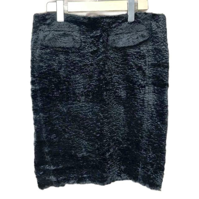 【中古】アクネ Acne フェイクファー タイトスカート フラップポケット ひざ丈 36 黒 ブラック  レディース