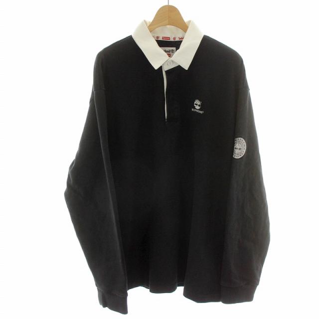 【中古】シュプリーム SUPREME 21AW ティンバーランド Timberland ラグビーシャツ ラガーシャツ ロゴ L 黒 白