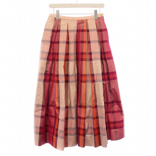【中古】ドゥロワー Drawer 美品 23AW チェックスカート フレア ミモレ ロング ラメ 38 ピンク 6524-299-1767 /BB