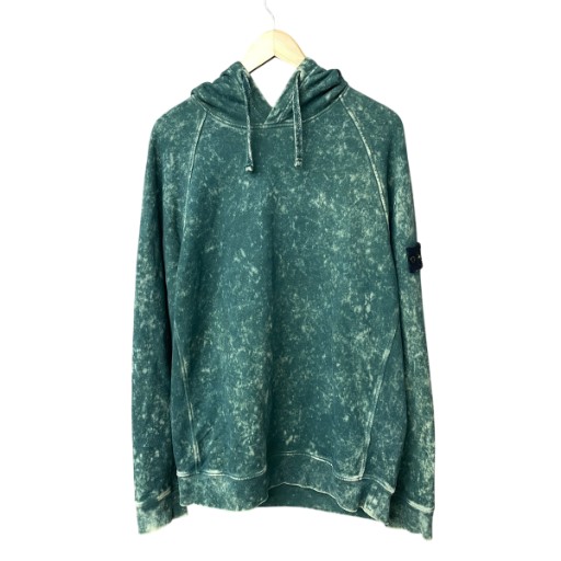 【中古】ストーンアイランド アシッドウォッシュ オフダイ プルオーバー スウェットパーカー XL 緑 ☆AA★