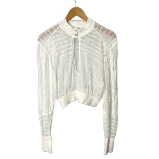 【中古】フォトコピュー PHOTOCOPIEU リネン ニット カットソー シアー シースルー 長袖 TU 白 ホワイト レディース