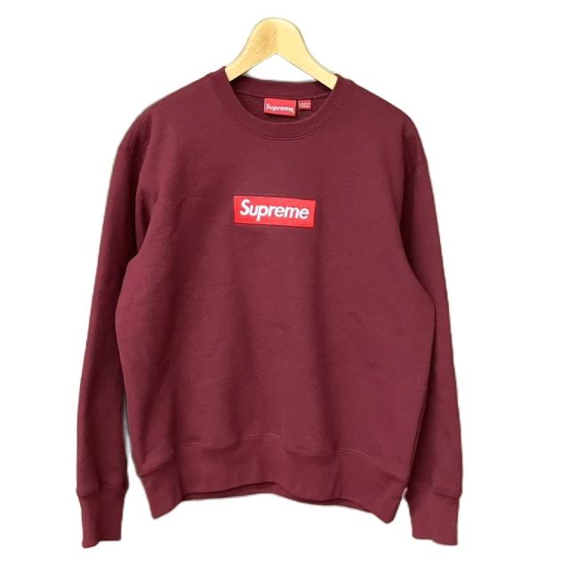 【中古】シュプリーム SUPREME 22AW Box Logo Crewneck ボックスロゴ スウェット ロゴ刺? S 赤 ワインレッド