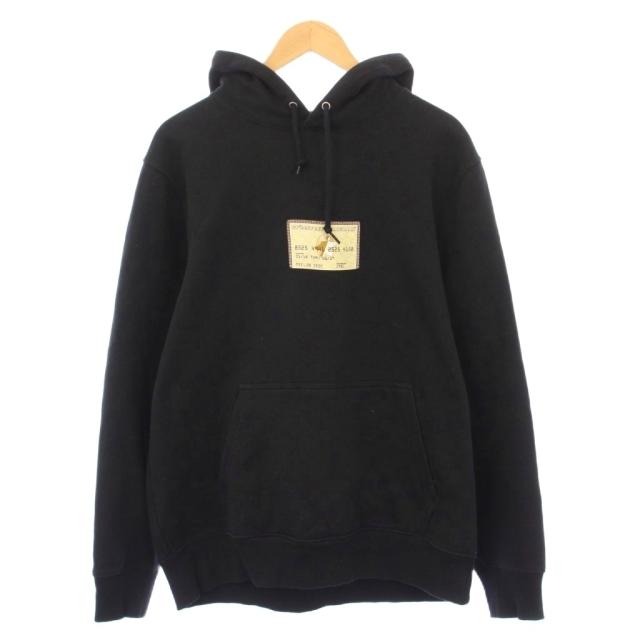 【中古】ステューシー STUSSY プルオーバーパーカー スウェット 長袖 ロゴ プリント 裏起毛 M 黒 ブラック /BB