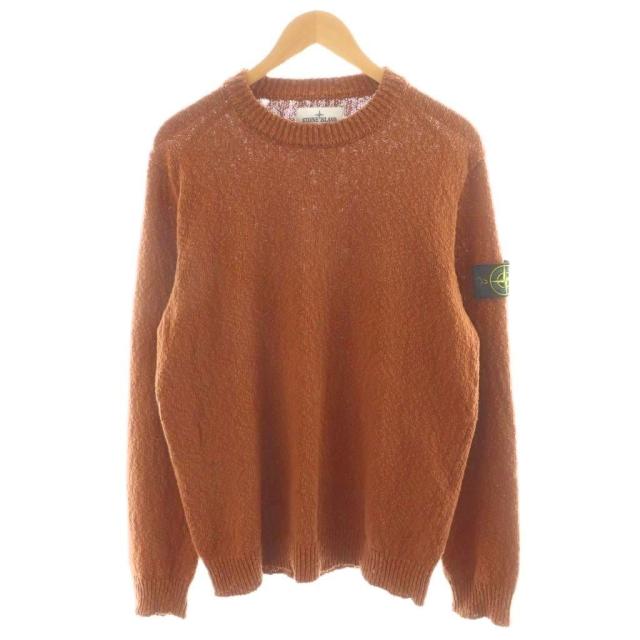 【中古】ストーンアイランド STONE  ROUND NECK KNITS ニット セーター 長袖 コットン 麻 リネン混 S 茶