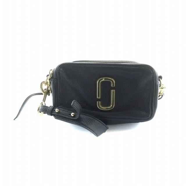 【中古】マークジェイコブス MARC JACOBS ショルダーバッグ 斜めがけ レザー ロゴ ゴールド金具 黒