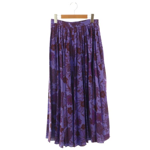 【中古】クリスチャン ワイナンツ christian wijnants 花柄 プリーツスカート マキシ ロング 36 紫 パープル