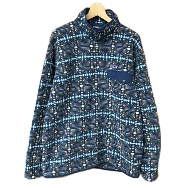 【中古】パタゴニア Patagonia Synchilla Snap-T Pullover フリース 総柄 プルオーバー XL ブルー グレー