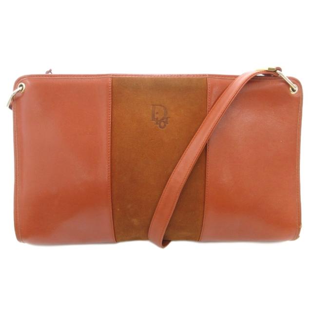 【中古】クリスチャンディオール Christian Dior ディオールモチーフ ショルダーバッグ ロゴ レザー スエード 茶