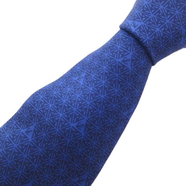 【中古】ロエベ LOEWE 美品 ネクタイ レギュラータイ 総柄 ロゴ シルク 青 ブルー /AE ■GY47 メンズ