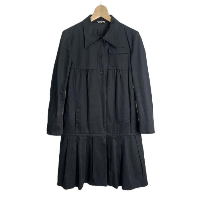 【中古】ミュウミュウ miumiu プリーツスカートドッキングシャツワンピース 長袖 40 黒 ブラック ☆AA★