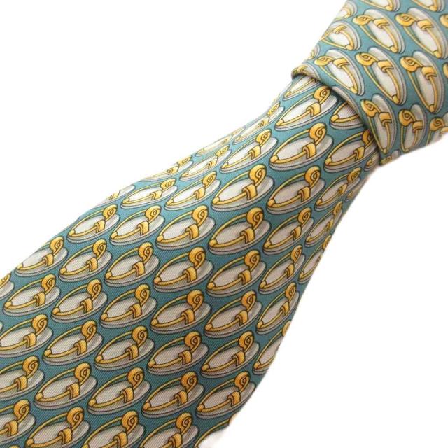 【中古】グッチ GUCCI ネクタイ レギュラータイ 総柄 ロゴ シルク 黄 イエロー 緑 グリーン /AE ■GY47 メンズ