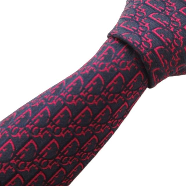 【中古】クリスチャンディオール Christian Dior ネクタイ ワイドタイ 総柄 ロゴ 紺 ネイビー ピンク /AE ■GY47