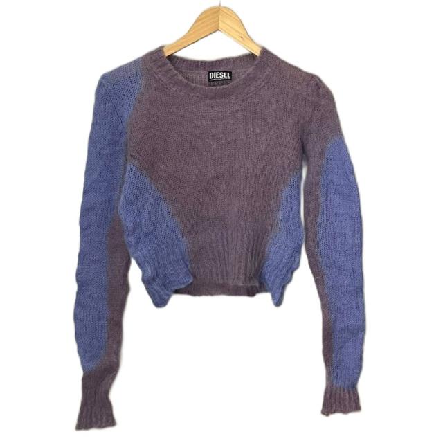 【中古】ディーゼル DIESEL M-ILADY knit ニット セーター モヘア混 クロップド丈 長袖 S パープル ブルー レディース