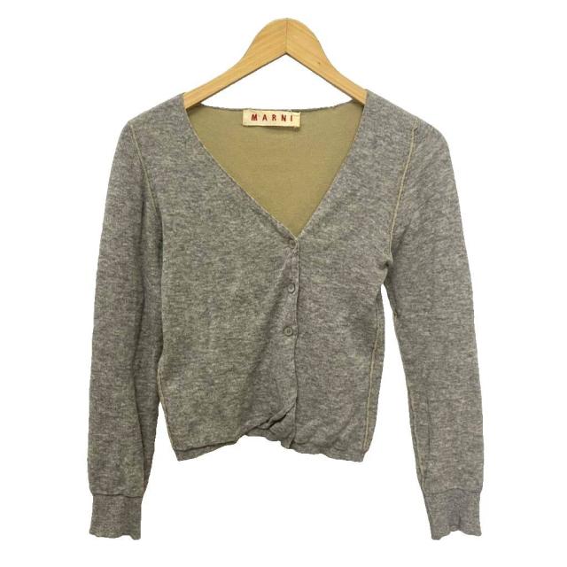 【中古】マルニ MARNI カシミヤ カーディガン ニット Vネック 長袖 40 グレー レディース