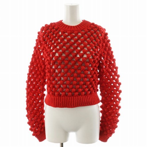 【中古】ジルサンダー 25SS LS CN JUMPER SHRUNKEN FIT ニット セーター 長袖 J02GP0213 34 赤 レッド /AN15 ▲H