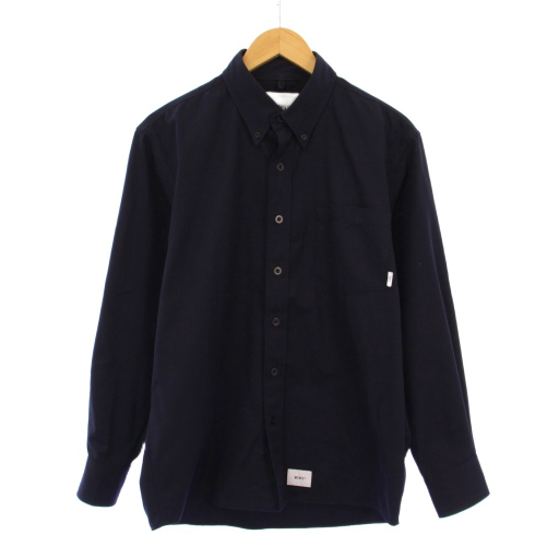 【中古】ダブルタップス ボタンダウンシャツ カジュアル 長袖 レギュラーカラー ワンカラー 2 紺 202TQDT-SHM01 /BB