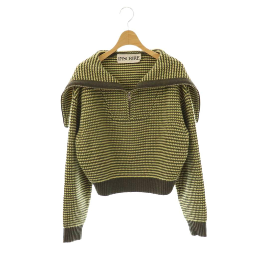 【中古】アンスクリア INSCRIRE 23AW プルオーバー ニット ハーフジップ M イエロー マルチカラー /DF ■OS