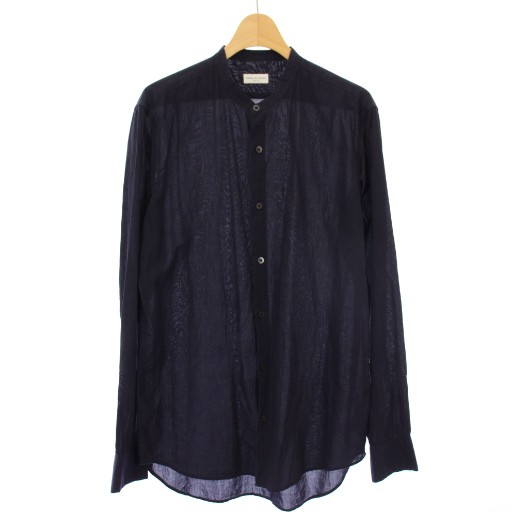 【中古】ドリスヴァンノッテン DRIES VAN NOTEN シャツ バンドカラー 長袖 46 ネイビー /TK メンズ