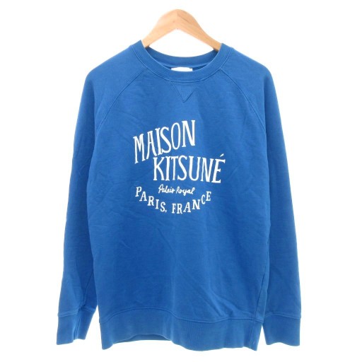 【中古】メゾンキツネ MAISON KITSUNE スウェット トレーナー ロゴ プリント L 青 ブルー /JS ■GY18 メンズ