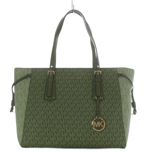 【中古】マイケルコース 24AW VOYAGER トップジップ トートバッグ ミディアム ショルダーバッグ グリーン /YO21