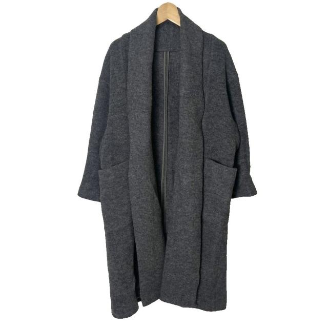 【中古】ドゥクラッセ DoCLASSE ライトピュアウール  ショールロングコート S/M グレー 31159-050