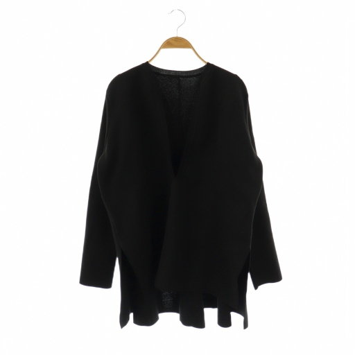 【中古】アドーア ADORE 25SS エアーストレッチニット セーター バックテール 38 ブラック /ES ■OS