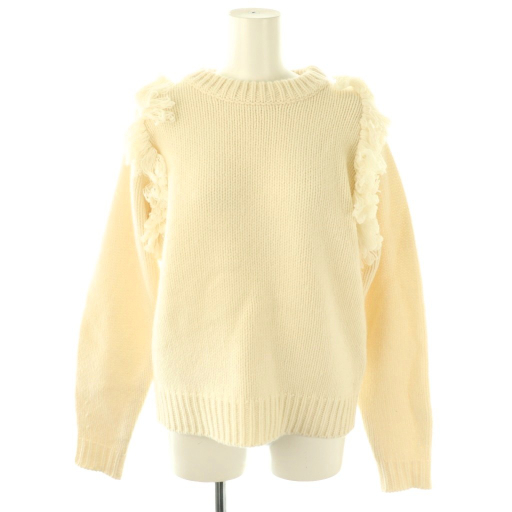 【中古】ハイク HYKE 23AW フリンジ ニット セーター 長袖 1 オフホワイト /DF ■OS レディース