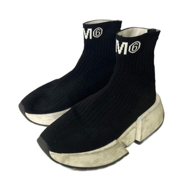 【中古】エムエムシックス メゾンマルジェラ MM6 Maison Margiela ソックススニーカー シューズブラック 37