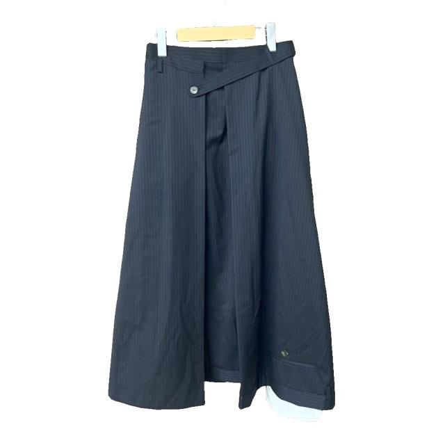 【中古】エンフォルド ENFOLD TROUSERS FLARE-SKIRT スカート チョークストライプ 36 ネイビー 300IA231-0971