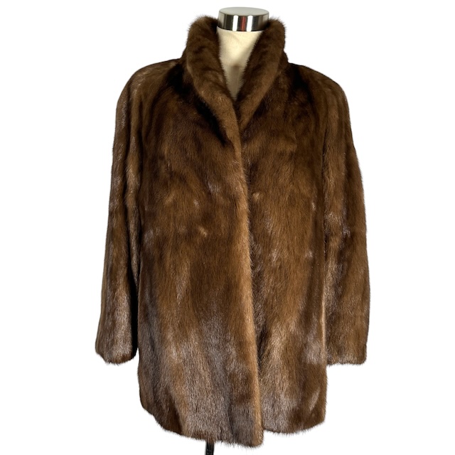 【中古】デミバフミンク 毛皮 コート リアルファー ブラウン 11号 レディース
